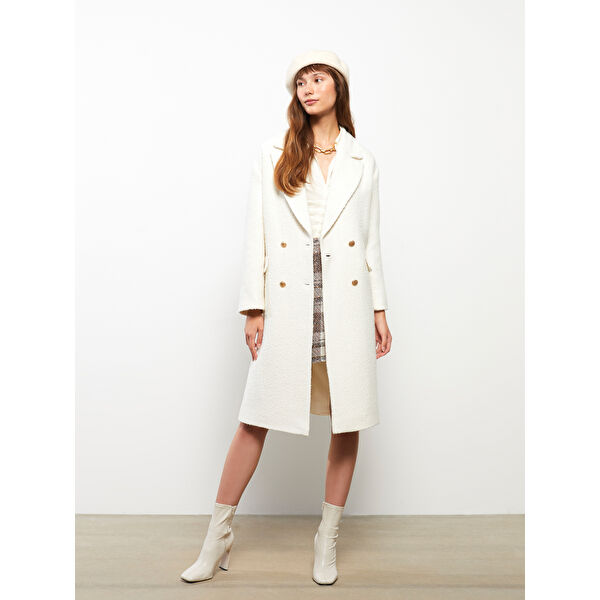 Ceket Yaka Düz Uzun Kollu Kadın Kaşe Kaban Ceket Yaka Düz Uzun Kollu Kadın Kaşe Kaban