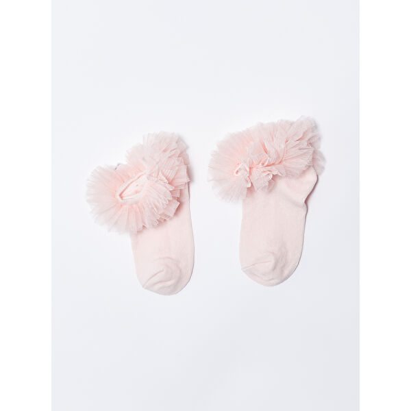 Tül Detaylı Kız Bebek Patik Çorap