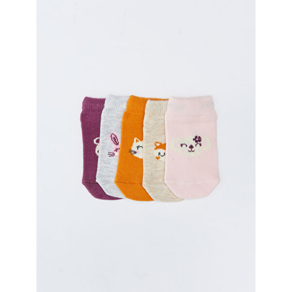 Desenli Kız Bebek Patik Çorap 5'li