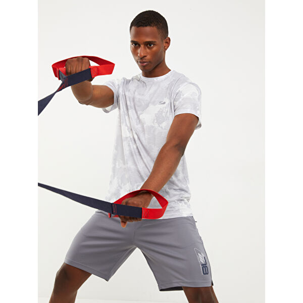 Bisiklet Yaka Kısa Kollu Desenli Erkek Spor Tişört