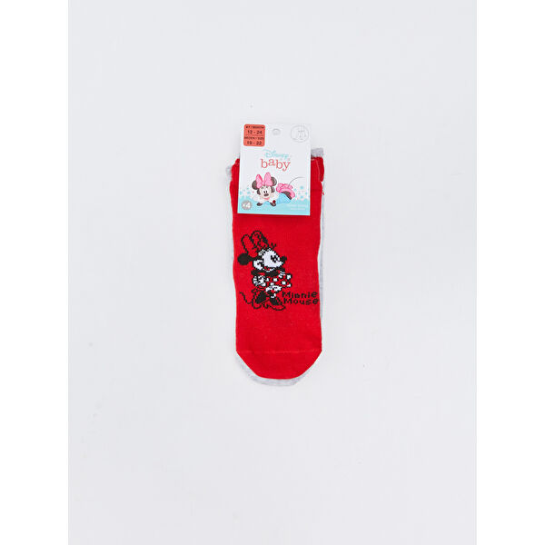 Minnie Mouse Desenli Kız Bebek Soket Çorap 4'lü Minnie Mouse Desenli Kız Bebek Soket Çorap 4'lü