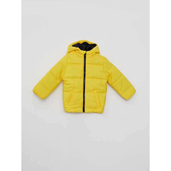 Kapüşonlu Uzun Kollu Basic Erkek Bebek Mont