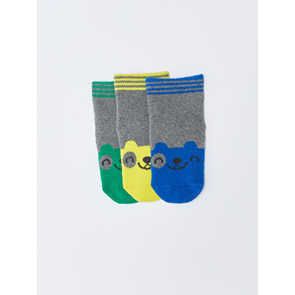 Baskılı Erkek Bebek Havlu Soket Çorap 3'lü Baskılı Erkek Bebek Havlu Soket Çorap 3'lü