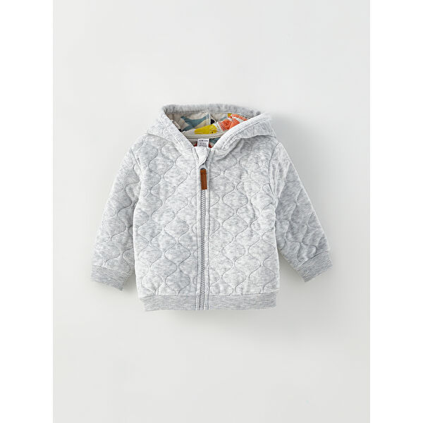 Kapüşonlu Uzun Kollu Erkek Bebek Fermuarlı Sweatshirt