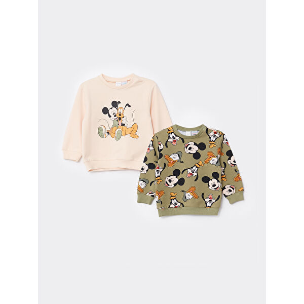 Bisiklet Yaka Uzun Kollu Disney Baskılı Erkek Bebek Sweatshirt 2'li