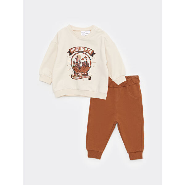 Bisiklet Yaka Uzun Kollu Harry Potter Baskılı Erkek Bebek Sweatshirt ve Pantolon 2'li Takım Bisiklet Yaka Uzun Kollu Harry Potter Baskılı Erkek Bebek Sweatshirt ve Pantolon 2'li Takım