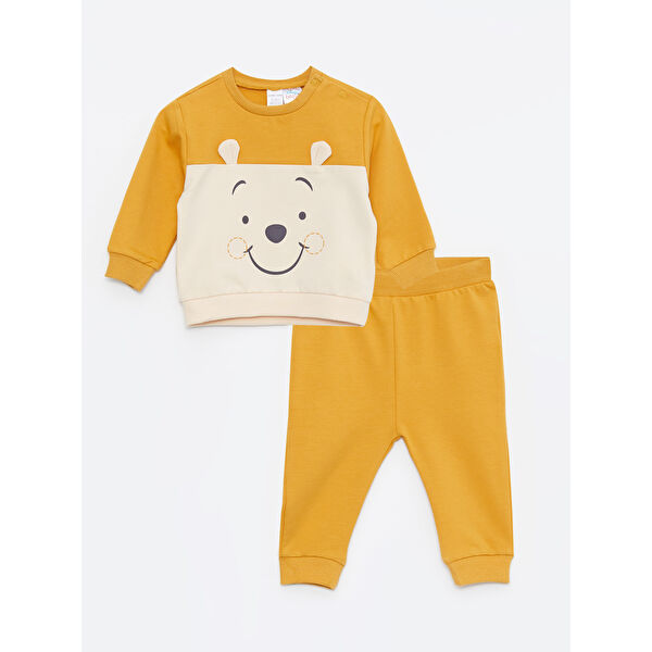 Bisiklet Yaka Uzun Kollu Winnie the Pooh Baskılı Erkek Bebek Sweasthirt ve Eşofman Alt 2'li Takım Bisiklet Yaka Uzun Kollu Winnie the Pooh Baskılı Erkek Bebek Sweasthirt ve Eşofman Alt 2'li Takım