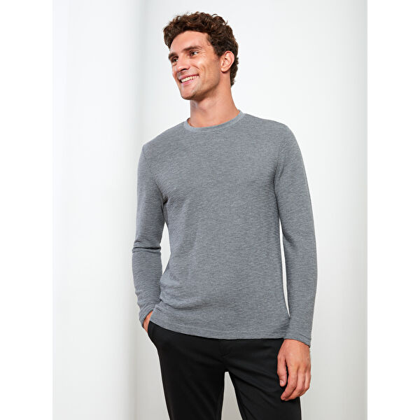 Bisiklet Yaka Uzun Kollu Erkek Tişört