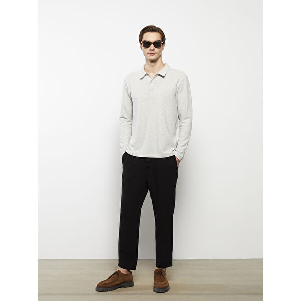 Polo Yaka Uzun Kollu Erkek Sweatshirt