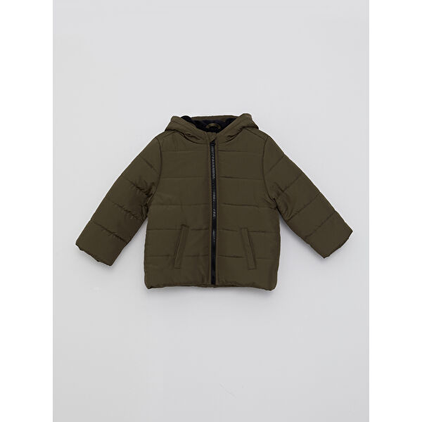 Kapüşonlu Uzun Kollu Basic Erkek Bebek Mont