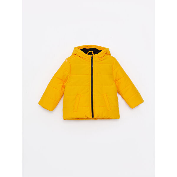 Kapüşonlu Uzun Kollu Basic Erkek Bebek Mont