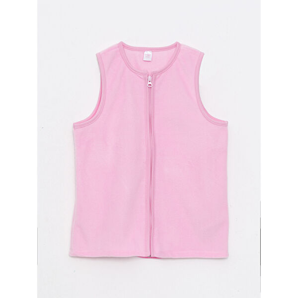 Bisiklet Yaka Basic Fermuarlı Kız Çocuk Pijama Üst