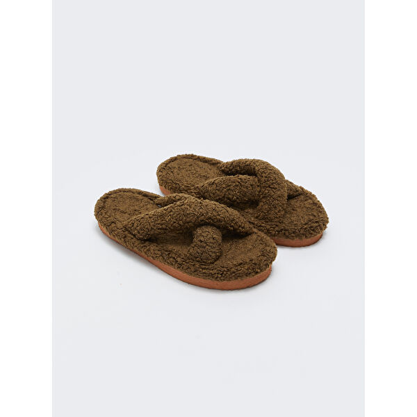 Çapraz Bantlı Pelüş Kadın Ev Terliği