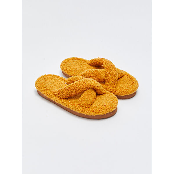 Çapraz Bantlı Pelüş Kadın Ev Terliği