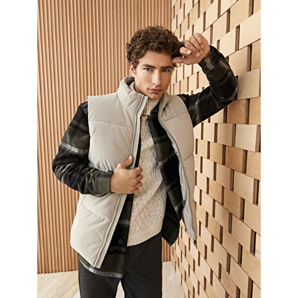 Standart Kalıp Dik Yaka Erkek Yelek