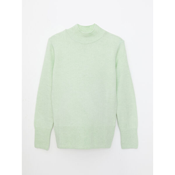 Yarım Balıkçı Yaka Düz Uzun Kollu Hamile Triko Kazak