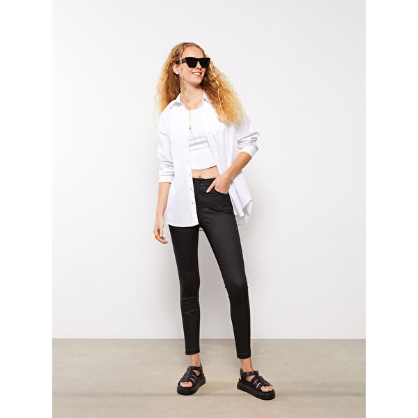 Skinny Fit Düz Cep Detaylı Kadın Pantolon