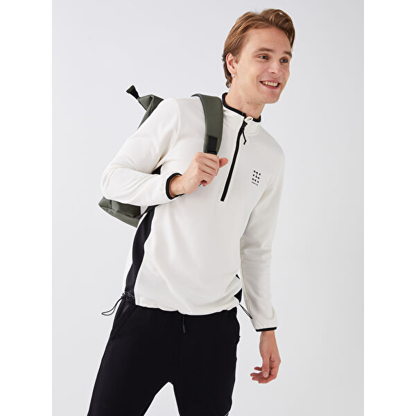 Dik Yaka Uzun Kollu Baskılı Erkek Spor Sweatshirt Dik Yaka Uzun Kollu Baskılı Erkek Spor Sweatshirt