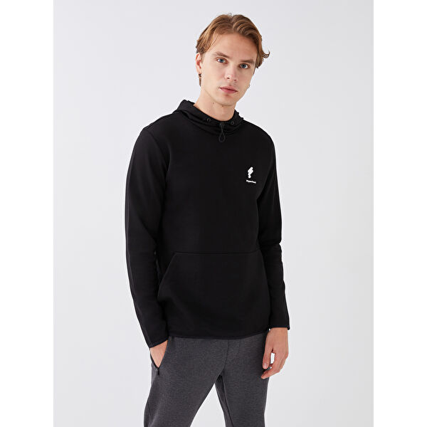 Kapüşonlu Uzun Kollu Baskılı Erkek Spor Sweatshirt