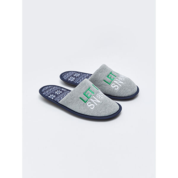 Yazı Nakışlı Erkek Ev Terliği