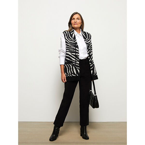 Beli Lastikli Düz Kadife Kadın Pantolon