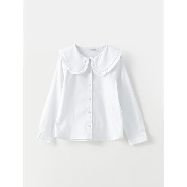Bebe Yaka Basic Uzun Kollu Poplin Kız Çocuk Gömlek Bebe Yaka Basic Uzun Kollu Poplin Kız Çocuk Gömlek