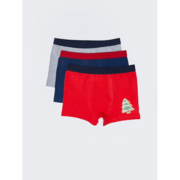 Yılbaşı Temalı Pamuklu Erkek Çocuk Boxer 3'lü