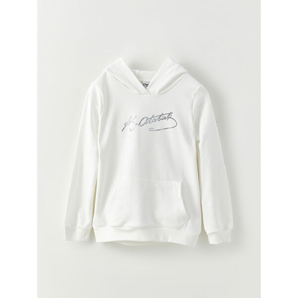 Kapüşonlu Atatürk İmza Baskılı Uzun Kollu Kız Çocuk Sweatshirt Kapüşonlu Atatürk İmza Baskılı Uzun Kollu Kız Çocuk Sweatshirt