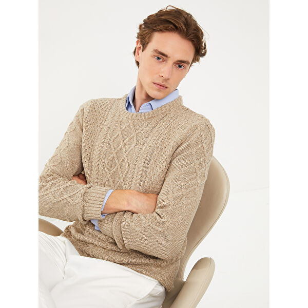 Bisiklet Yaka Uzun Kollu Erkek Triko Kazak