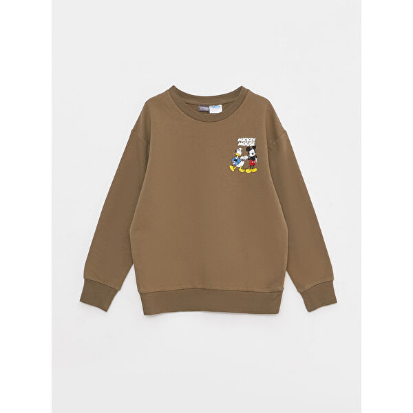 Bisiklet Yaka Disney Baskılı Uzun Kollu Erkek Çocuk Sweatshirt