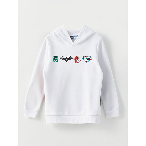 Kapüşonlu Justice League Baskılı Uzun Kollu Erkek Çocuk Sweatshirt Kapüşonlu Justice League Baskılı Uzun Kollu Erkek Çocuk Sweatshirt