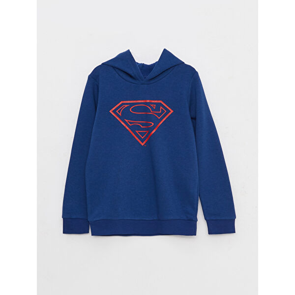 Kapüşonlu Superman Baskılı Uzun Kollu Erkek Çocuk Sweatshirt Kapüşonlu Superman Baskılı Uzun Kollu Erkek Çocuk Sweatshirt