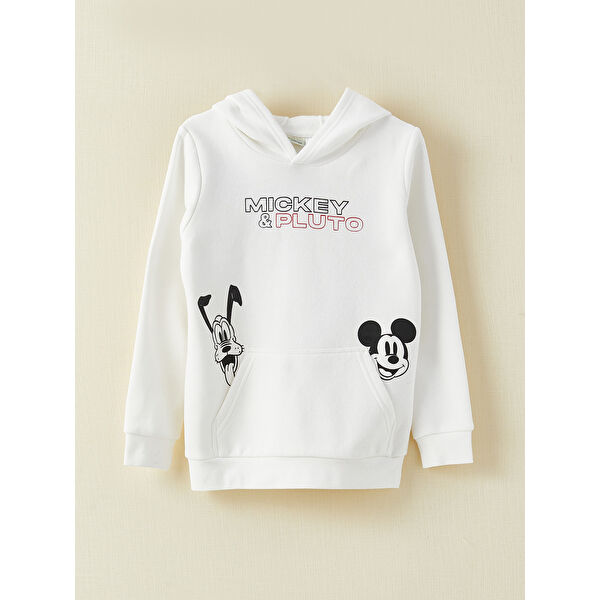 Kapüşonlu Disney Baskılı Uzun Kollu Erkek Çocuk Sweatshirt