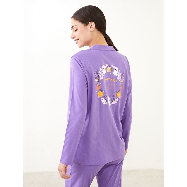 Gömlek Yaka Baskılı Uzun Kollu Pamuklu Kadın Pijama Takımı Gömlek Yaka Baskılı Uzun Kollu Pamuklu Kadın Pijama Takımı
