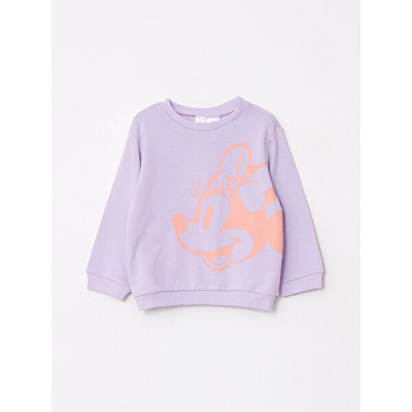 Bisiklet Yaka Uzun Kol Minnie Mouse Baskılı Kız Bebek Sweatshirt