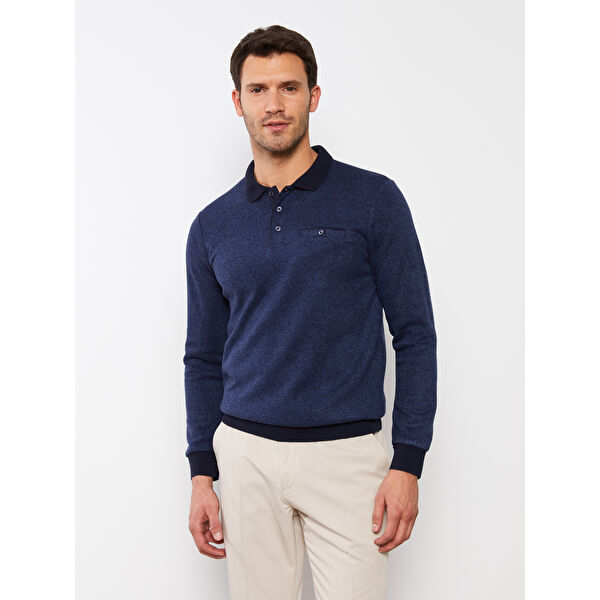 Polo Yaka Uzun Kollu Erkek Sweatshirt