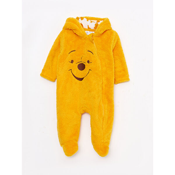 Kapüşonlu Uzun Kollu Winnie the Pooh Pelüş Erkek Bebek Fermuarlı Tulum Kapüşonlu Uzun Kollu Winnie the Pooh Pelüş Erkek Bebek Fermuarlı Tulum
