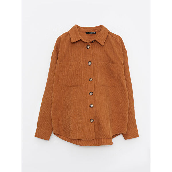 Düz Uzun Kollu Kadife Hamile Gömlek Ceket