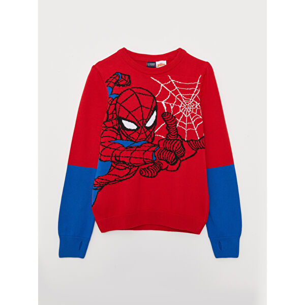 Bisiklet Yaka Spiderman Desenli Uzun Kollu Erkek Çocuk Triko Kazak Bisiklet Yaka Spiderman Desenli Uzun Kollu Erkek Çocuk Triko Kazak