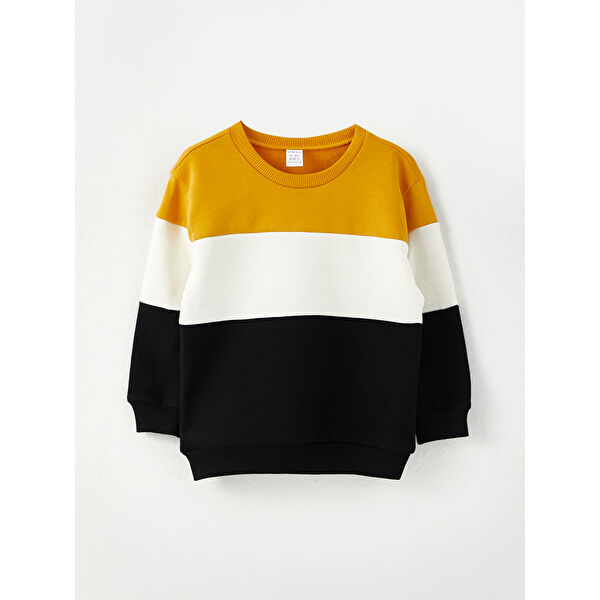 Bisiklet Yaka Uzun Kollu Renk Bloklu Erkek Bebek Sweatshirt