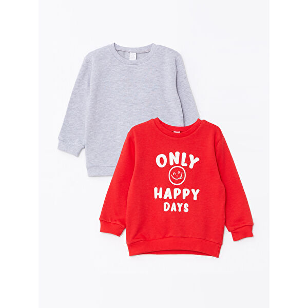 Bisiklet Yaka Uzun Kollu Erkek Bebek Sweatshirt 2'li