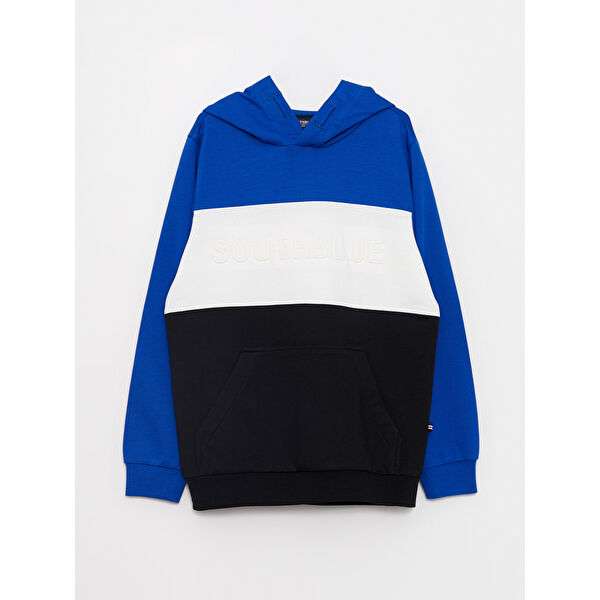 Kapüşonlu Renk Bloklu Uzun Kollu Erkek Çocuk Sweatshirt Kapüşonlu Renk Bloklu Uzun Kollu Erkek Çocuk Sweatshirt