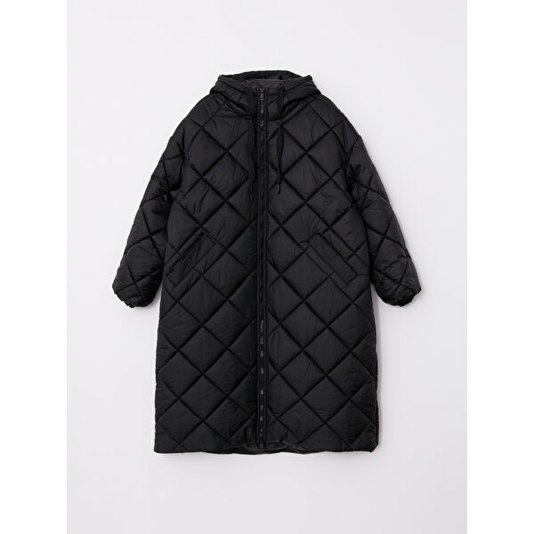 Kapüşonlu Kapitone Uzun Kollu Kadın Şişme Mont Kapüşonlu Kapitone Uzun Kollu Kadın Şişme Mont