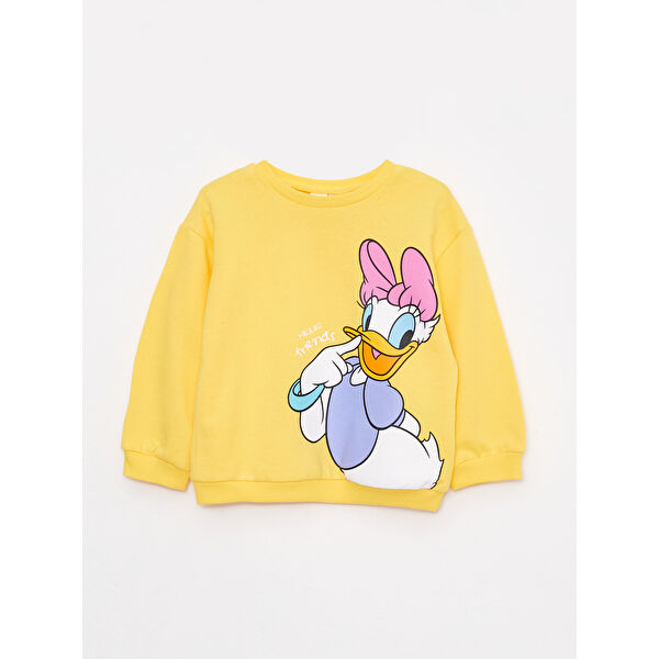 Bisiklet Yaka Uzun Kollu Daisy Duck Baskılı Kız Bebek Sweatshirt Bisiklet Yaka Uzun Kollu Daisy Duck Baskılı Kız Bebek Sweatshirt