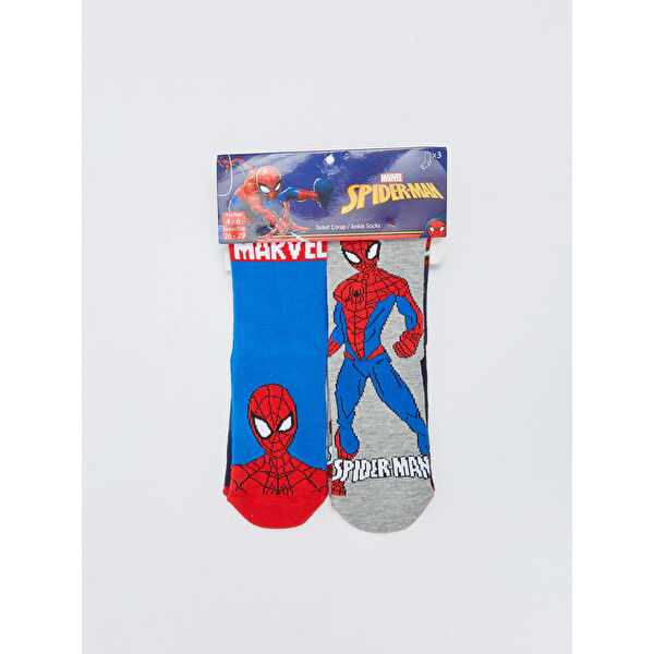 Spiderman Desenli Erkek Çocuk Soket Çorap 3'lü Spiderman Desenli Erkek Çocuk Soket Çorap 3'lü
