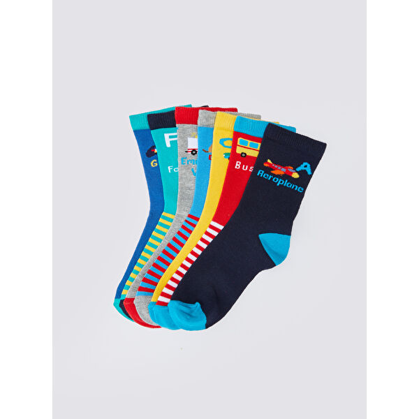 Desenli Erkek Çocuk Soket Çorap 7'li