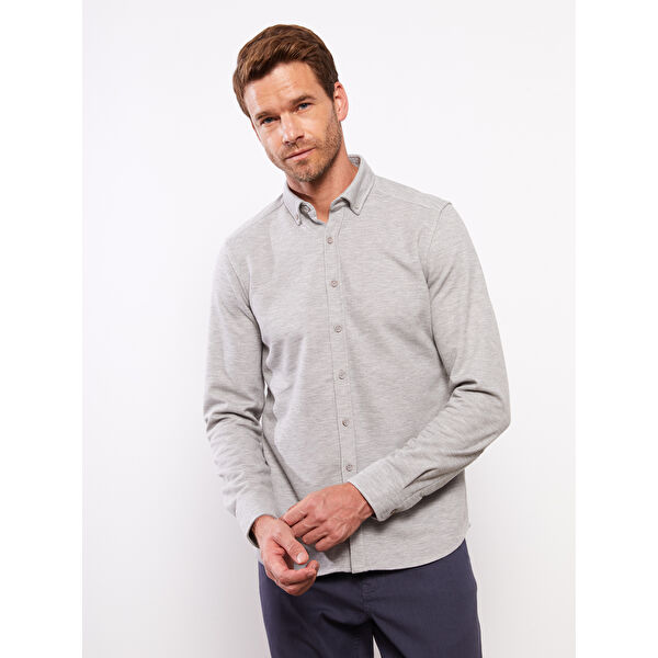 Slim Fit Uzun Kollu Gabardin Erkek Gömlek
