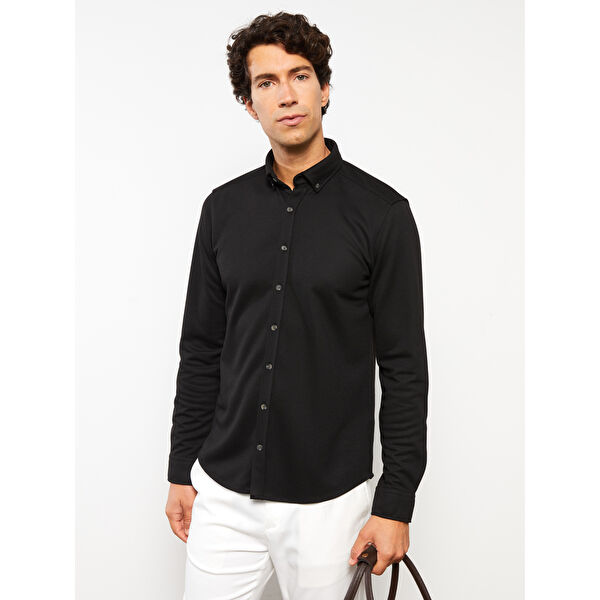 Slim Fit Uzun Kollu Gabardin Erkek Gömlek Slim Fit Uzun Kollu Gabardin Erkek Gömlek