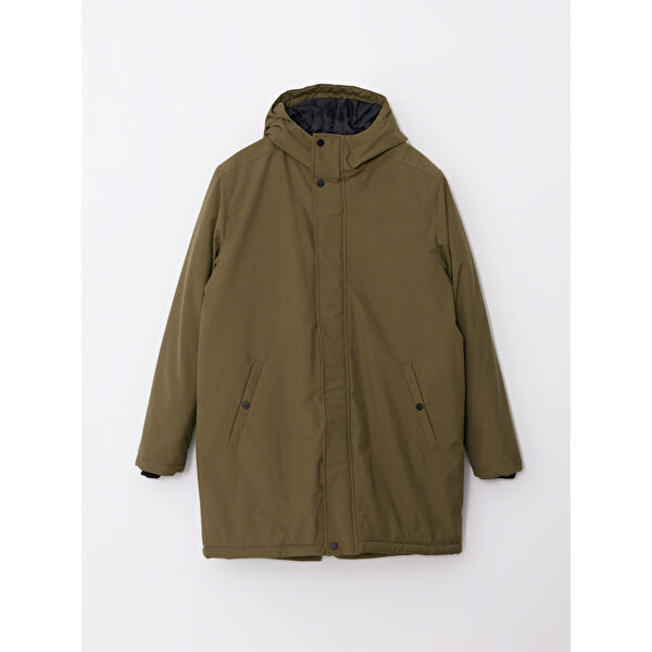 Standart Kalıp Kapüşonlu Erkek Mont