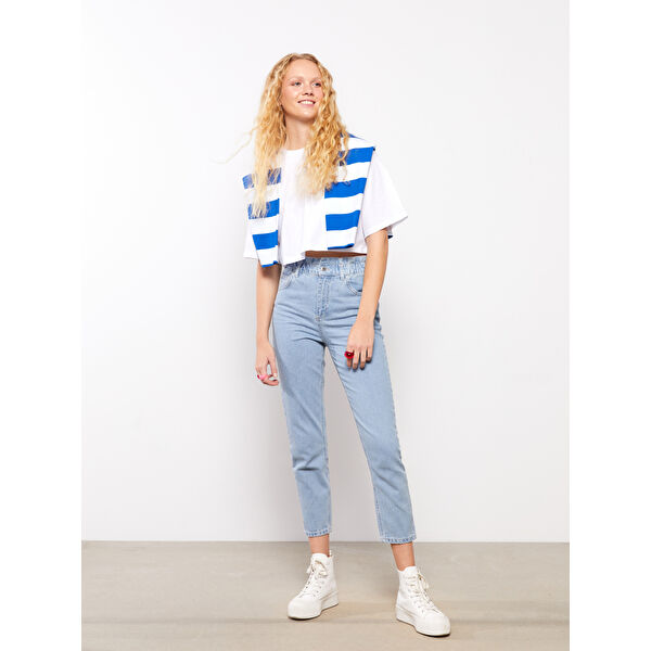 Yüksek Bel Standart Fit Düz Cep Detaylı Kadın Jean Pantolon